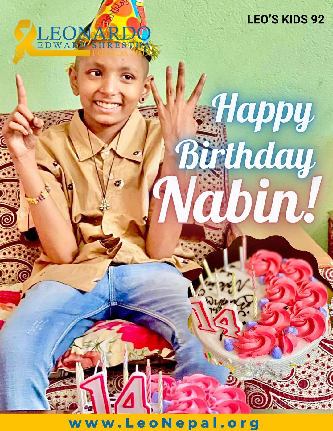 Celebrating Nabin Dahal, our 53rd Leo’s Kid to survive cancer! | Leonardo Edward Shrestha Foundation